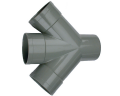 PVC Afvoer Dubbel T-Stuk 45° 110 mm 3 x Mof 1 x Spie SN4 | Daruma Koi